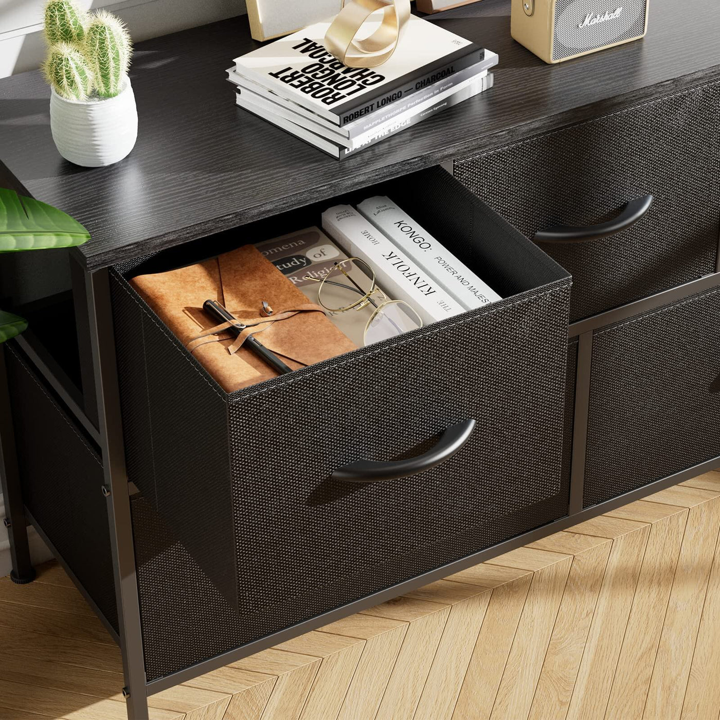 38 in 5 Drawers Dresser Chest of Drawers,Metal Frame and Wood Top