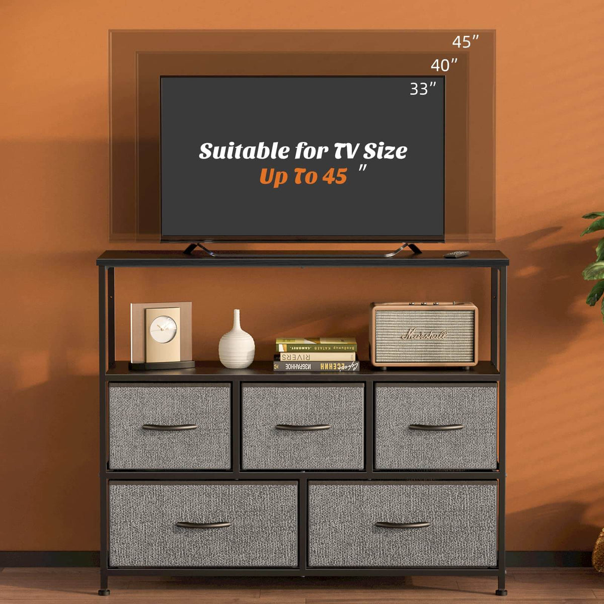 Sweetcrispy Storage Shelf TV Stand for Living Room Bedroom