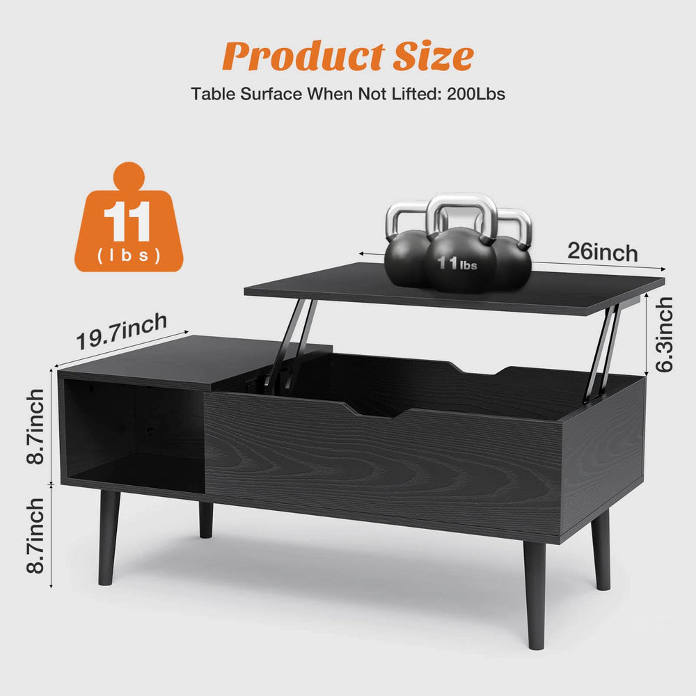 Sweetcrispy Coffee Table Liftable with Storage for Living Room