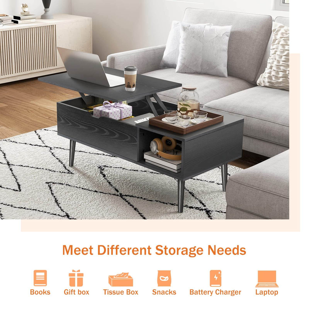 Sweetcrispy Coffee Table Liftable with Storage for Living Room