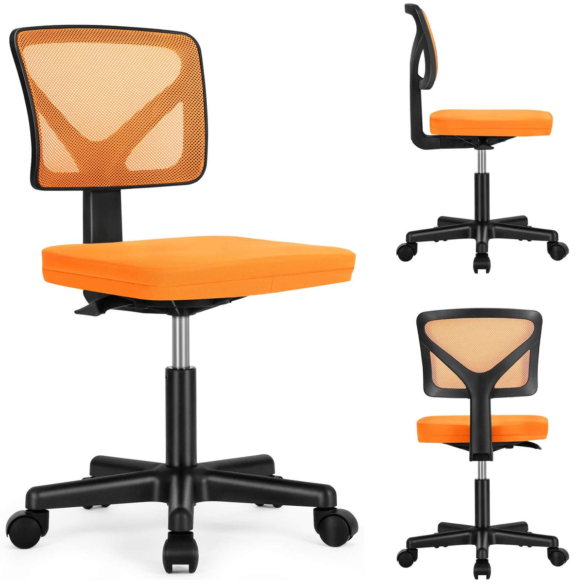 Low-Back Mesh Armless Office Chair,Swivel Rolling Computer Chair No Ar