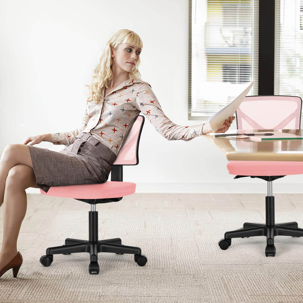 Low-Back Mesh Armless Office Chair,Swivel Rolling Computer Chair No Ar