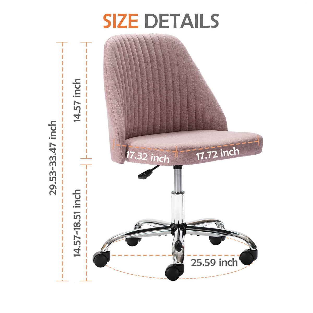 Sweetcrispy Armless Office Chair with Wheels - Modern Swivel Desk Chair ...