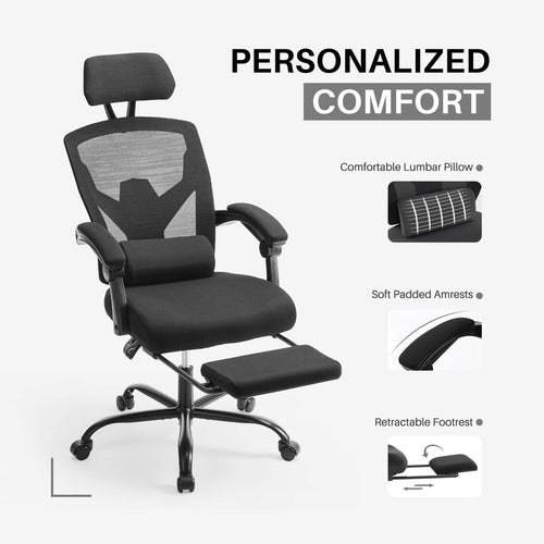 Sweetcrispy Office Chair with Lumbar Extendable Pedal