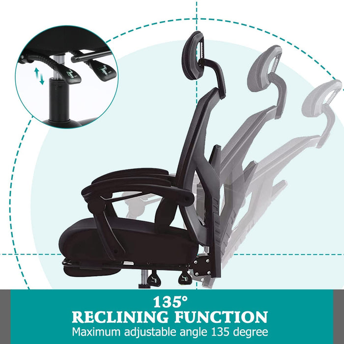 Sweetcrispy Office Chair with Lumbar Extendable Pedal