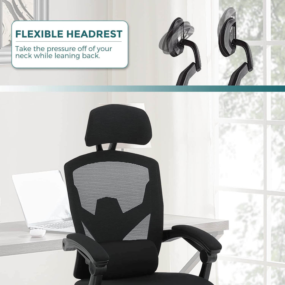 Retractable Footrest Ergonomic Swivel Office Chair with Lumbar Support