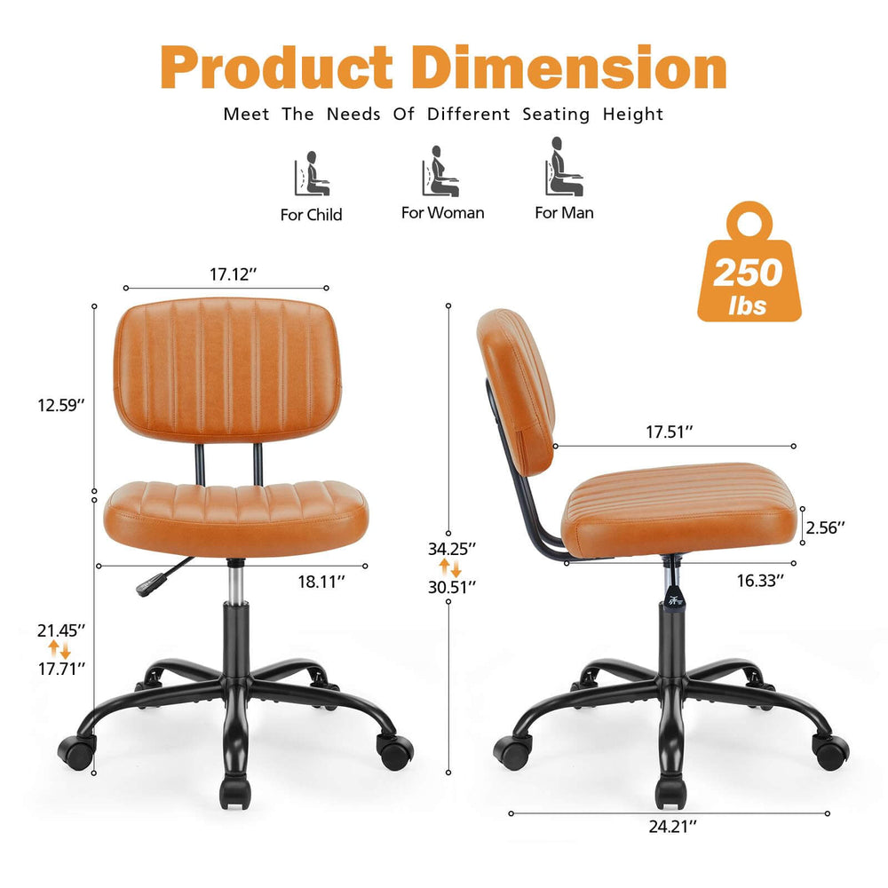Adjustable Height 360° Rolling Swivel Computer Task Chair without Arm